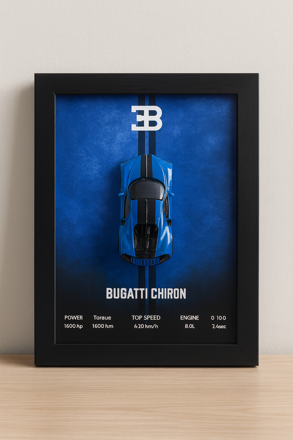 Bugatti Chiron 3d Car frame (blue) | Hot Wheels Diecast Display Frame ...