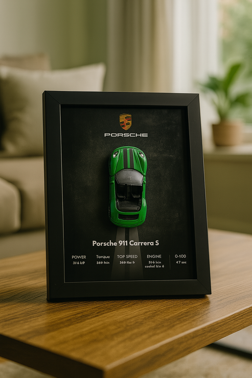 Porsche 911 Carrera S Green 3d car frame | Hot Wheels Diecast Display ...